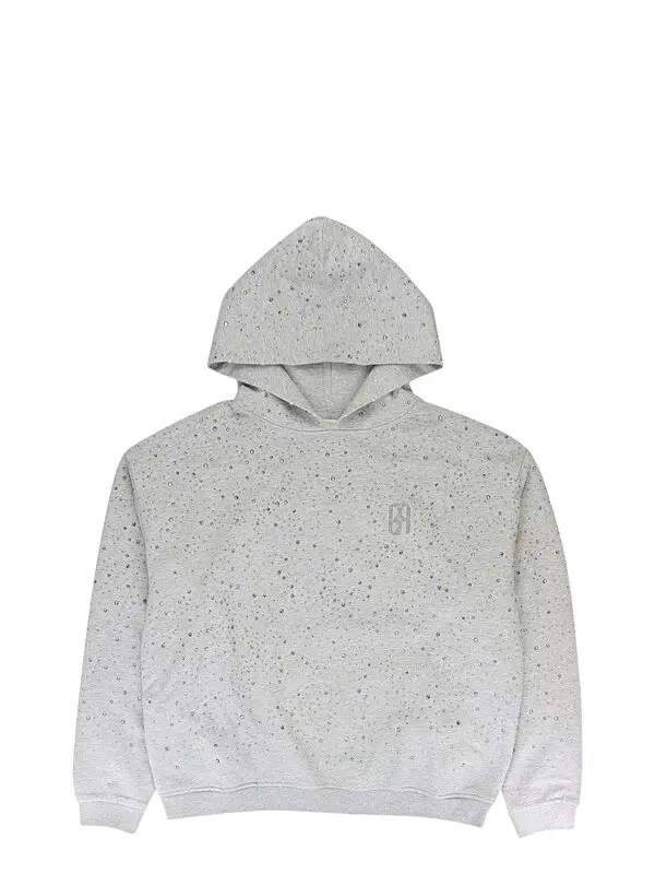 BIRTH OF ROYAL CHILD Starry Sky Rhinestone Embellished Hoodie - Grey