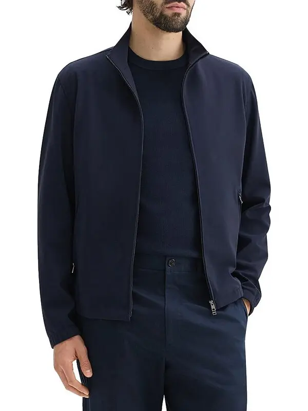 Theory Stand Collar Zip Jacket In Precision Ponte - Baltic