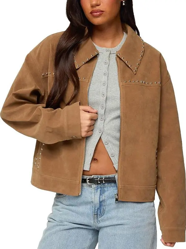 EDIKTED Studded Jacket - Tan