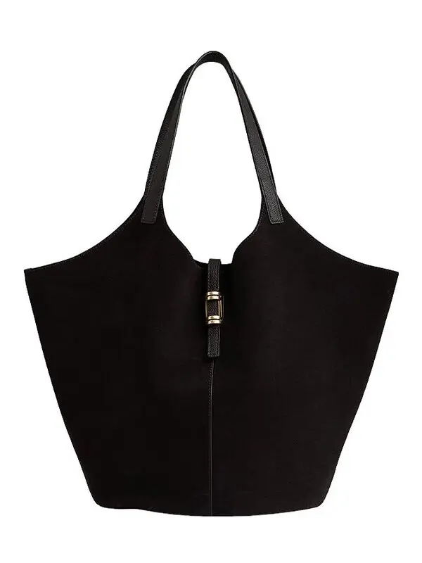 REISS Lyra Leather Tote - Chocolate
