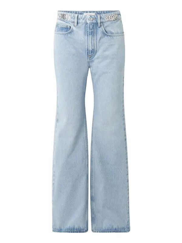 Rabanne Embellished High-rise Wide-leg Jeans - Blue
