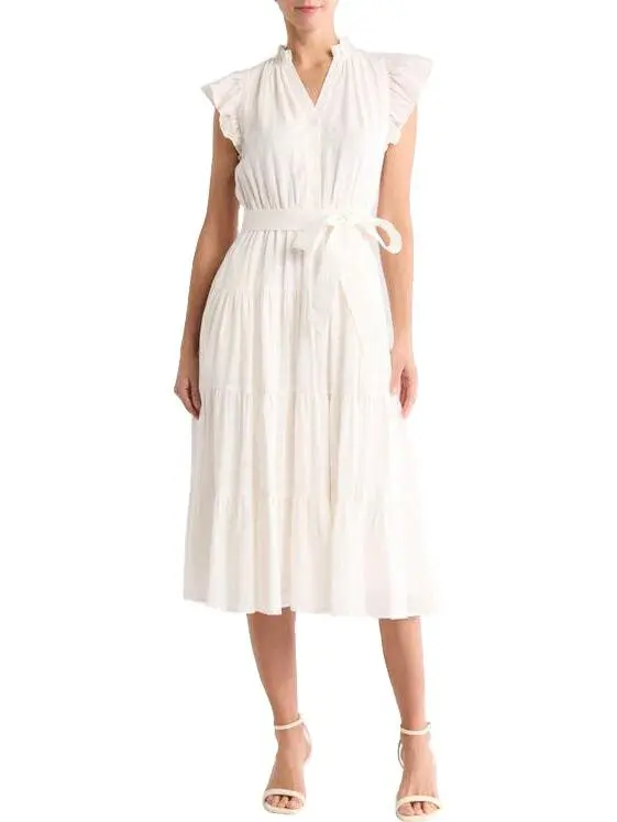 GIBSONLOOK Dianthus Tiered Midi Dress - White