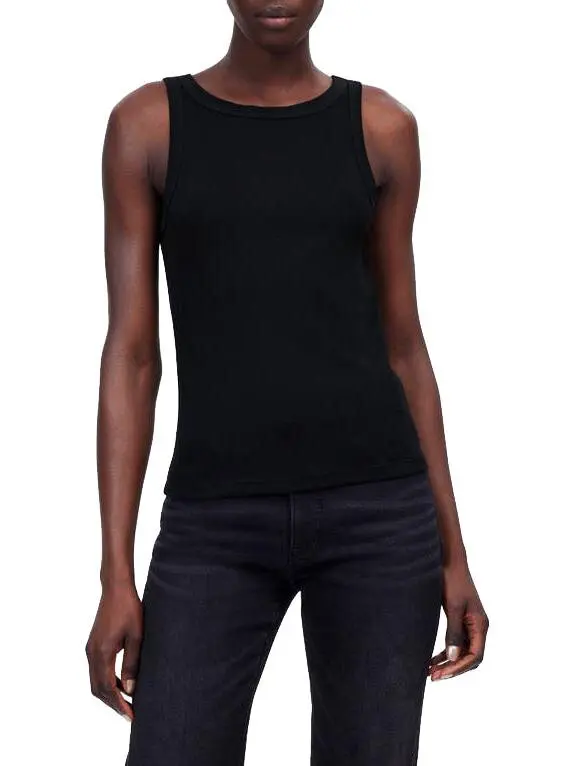 Madewell High Neck Cotton Tank - Jet Black