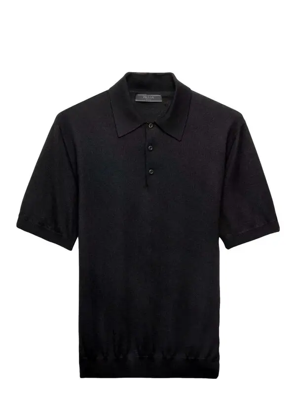 Prada Fine-knit Polo Shirt - Black