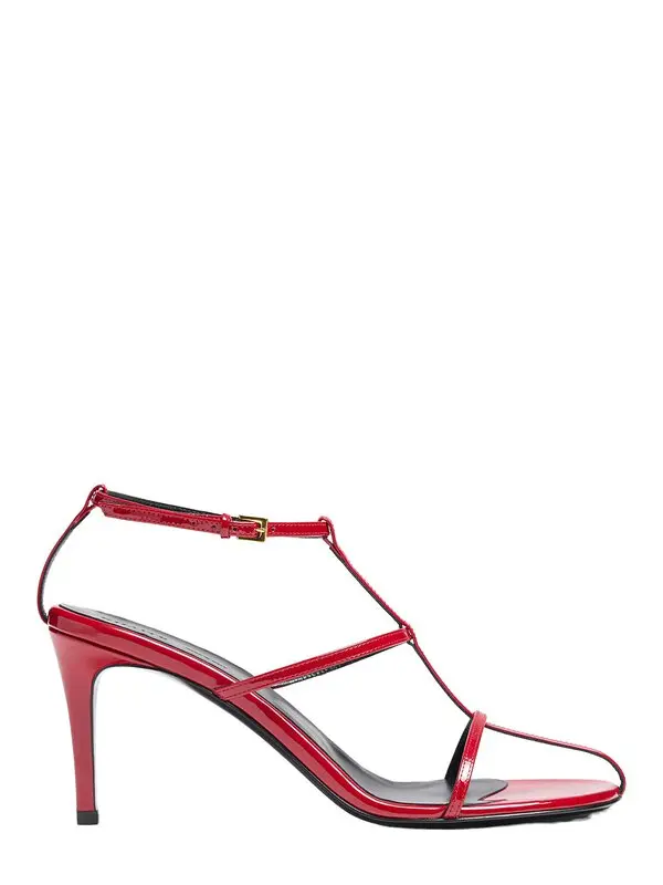 Khaite Cage Patent Leather Sandals - Red