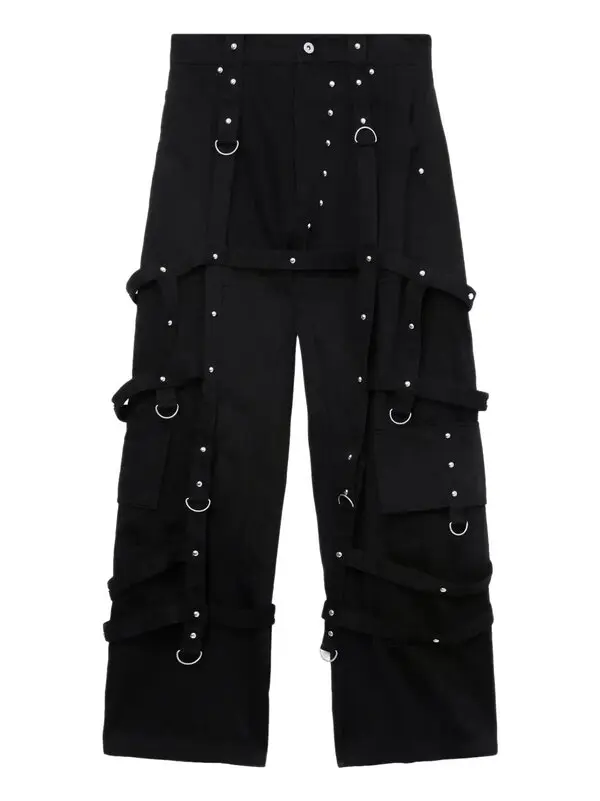 We11Done Strap-detail Trousers - Black