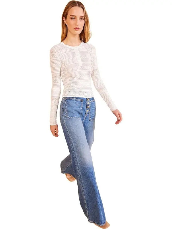 Ulla Johnson Felix Top Long Sleeve Mesh Knit - Pristine
