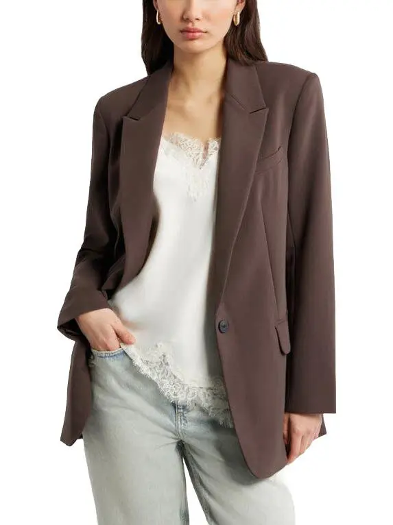 OPEN EDIT Relaxed Blazer - Brown Seal