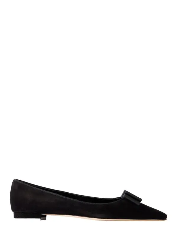 Manolo Blahnik Reador 10 Suede Flats - Black