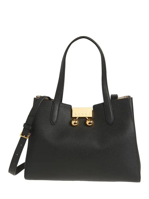 Marni Small Trunkaroo Leather Tote - Black