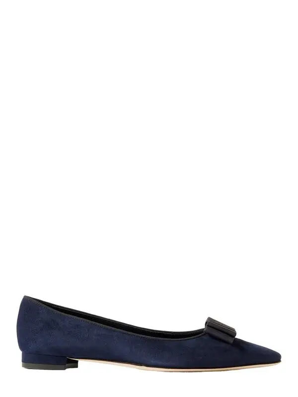 Manolo Blahnik Reador 10 Suede Point-toe Flats - Blue
