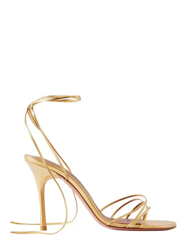 Amina Muaddi Lori Metallic Leather Sandals - Gold