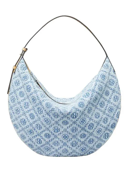 Tory Burch T Monogram Denim Shoulder Bag - Powder Blue