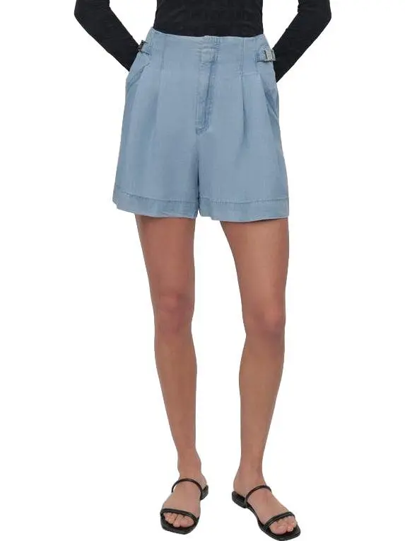 Dkny Pleated Chambray Shorts - Light Chambray