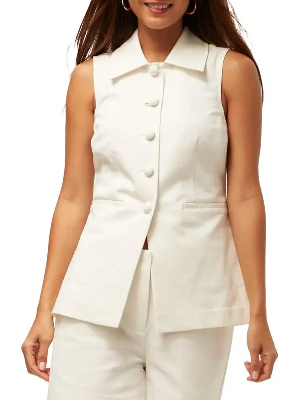 Trina Turk Collared Vest Top - Whitewash