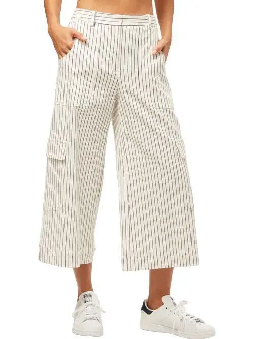 Trina Turk Agassi Cropped Wide Leg Pant - Whitewash/ink