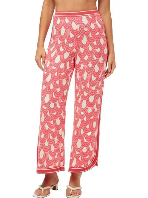 Trina Turk Printed Ankle Length Pant - Coral Crush/whitewash