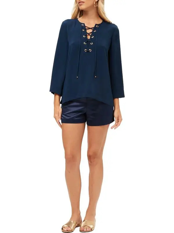 Trina Turk Catamaran Lace Up Top - Ink