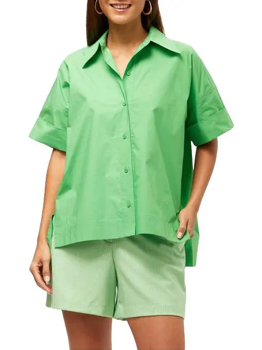 Trina Turk Poplin Button-up Top - Grass Court Green