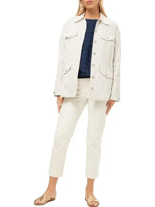 Trina Turk Striped Oversized Jacket - Whitewash/ink