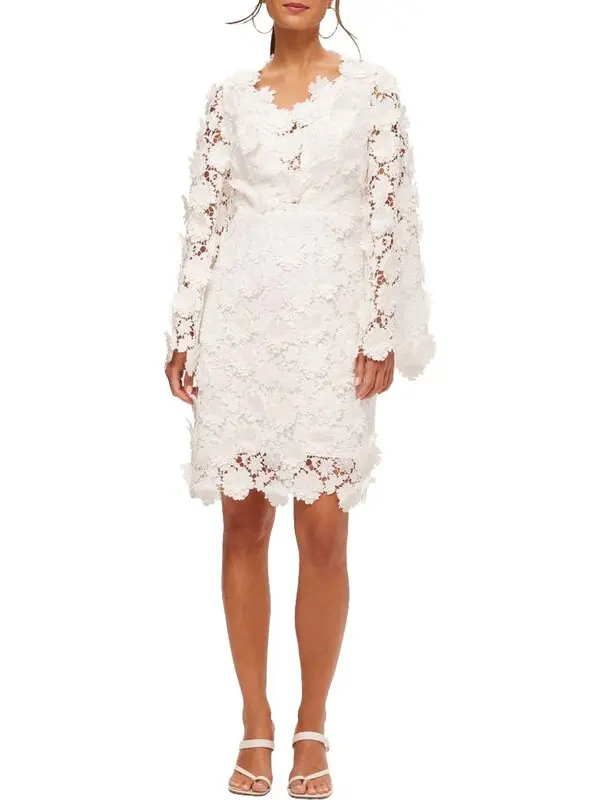 Trina Turk Ariah 3d Lace Dress - Whitewash