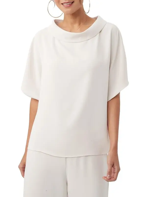 Trina Turk Drapey Short Sleeve Top - Ecru