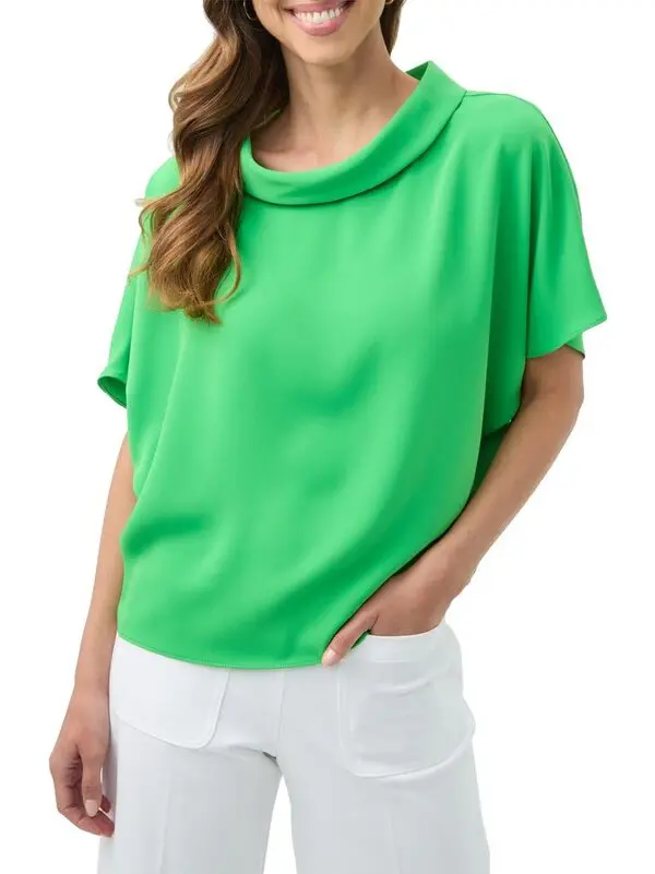 Trina Turk Drapey Short Sleeve Top - Grass Court Green