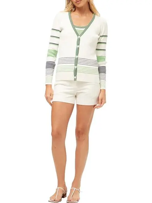 Trina Turk Leylah Striped Cardigan - Whitewash/ink