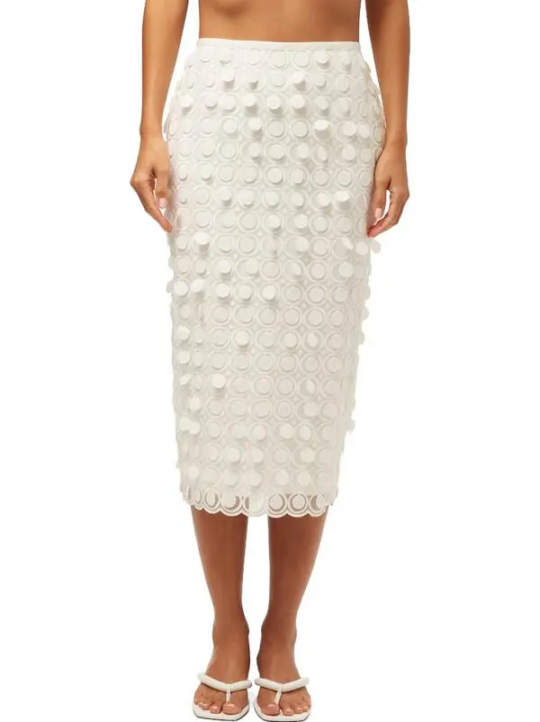 Trina Turk Dita Embroidered Pencil Skirt - Whitewash