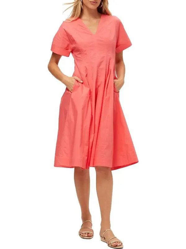 Trina Turk Poplin Ashe Midi Dress - Coral Crush