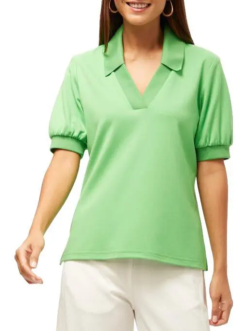 Trina Turk Set Point Polo Top - Grass Court Green