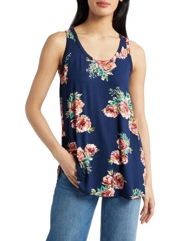Loveappella Floral Knit Swing Tank - Navy Floral