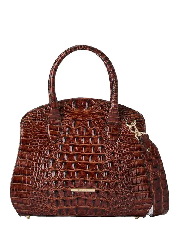 Brahmin Rosetta Croc Embossed Leather Satchel - Pecan