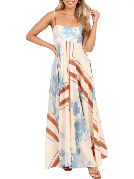 PETAL & PUP Scarf Print Maxi Dress - Pale Blue Print