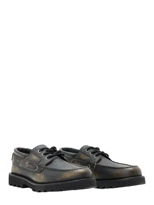 ALLSAINTS Skiff Leather Boat Shoe - Black/brown