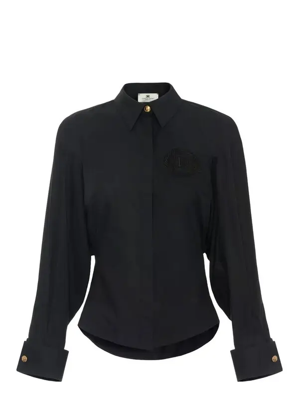 Elisabetta Franchi Embroidered Cotton Shirt - Black