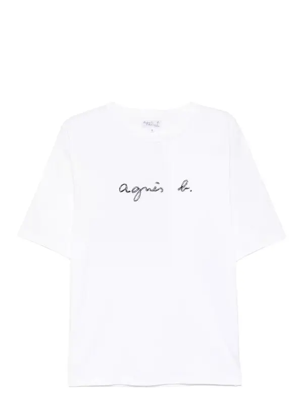 AGNÈS B. Logo-embroidered T-shirt - White