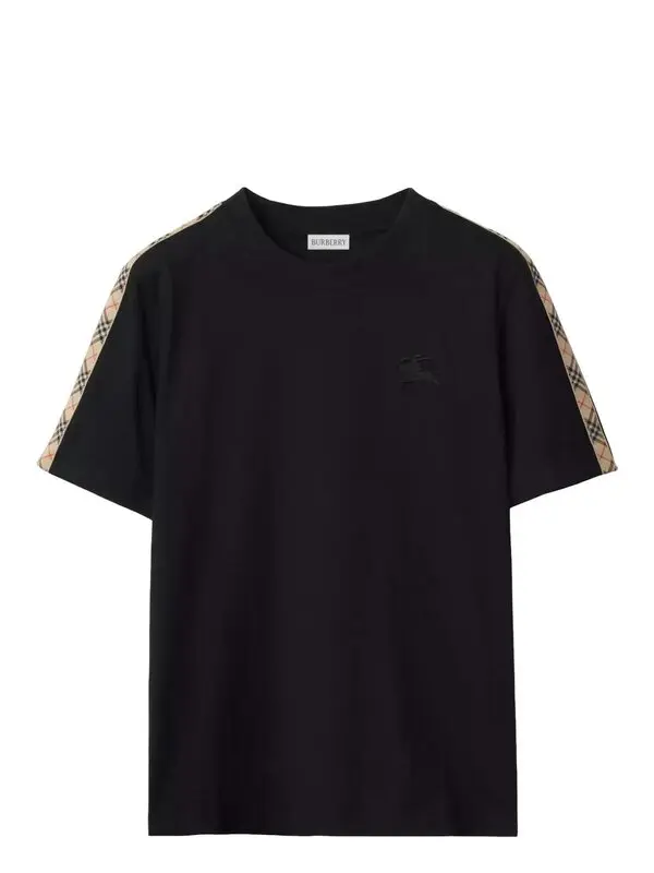Burberry Check-trim Cotton T-shirt - Black