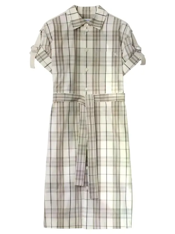 Burberry Checked Shirt Dress - White