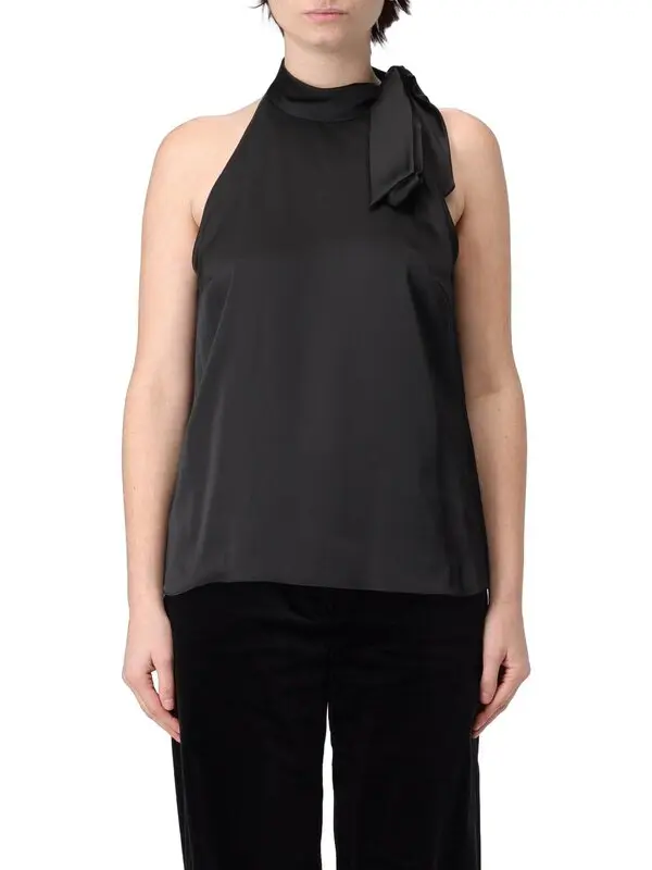 Theory Sleeveless Halter Top With Bow Detail - Black