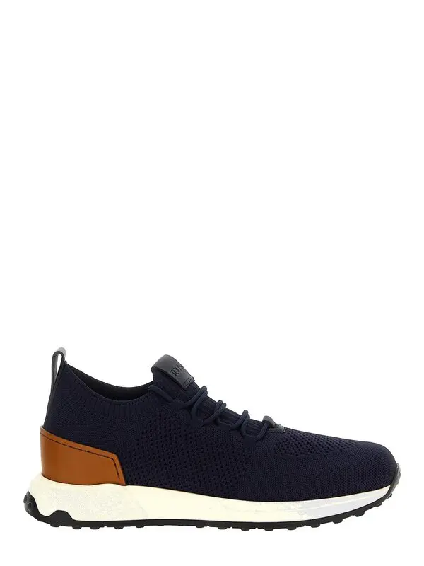 TOD'S Leather Trim Knit Sneakers - Blue