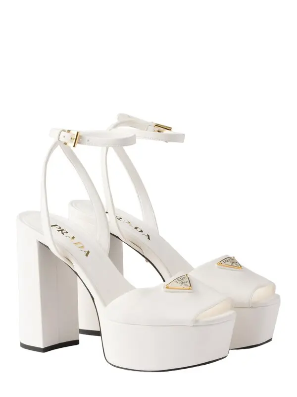 Prada Nappa Leather Platform Sandals - Ivory