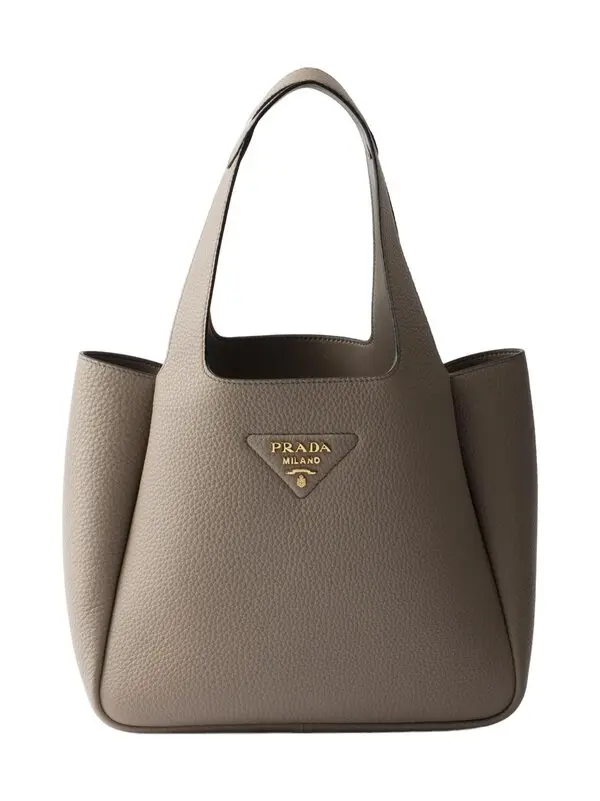 Prada Small Leather Tote Bag - Clay Gray