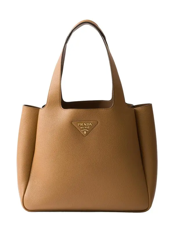 Prada Medium Leather Tote Bag - Brown