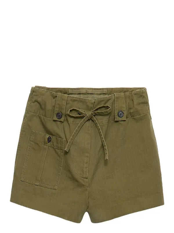Prada Washed Chevron Bermuda Shorts - Military Green