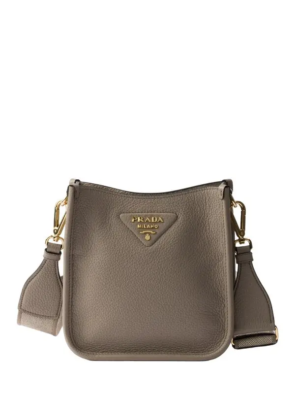 Prada Mini Leather Shoulder Bag - Grey