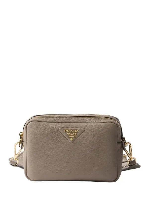Prada Small Leather Shoulder Bag - Grey