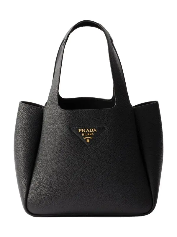 Prada Small Leather Tote Bag - Black