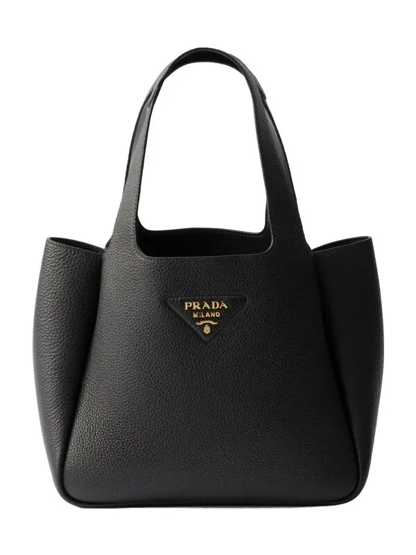 Prada Small Leather Tote Bag - Black