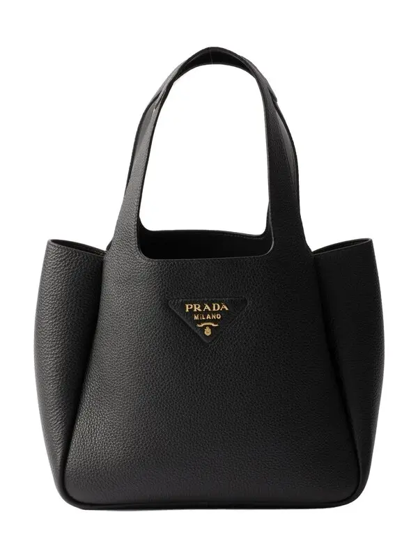 Prada Small Leather Tote Bag - Black